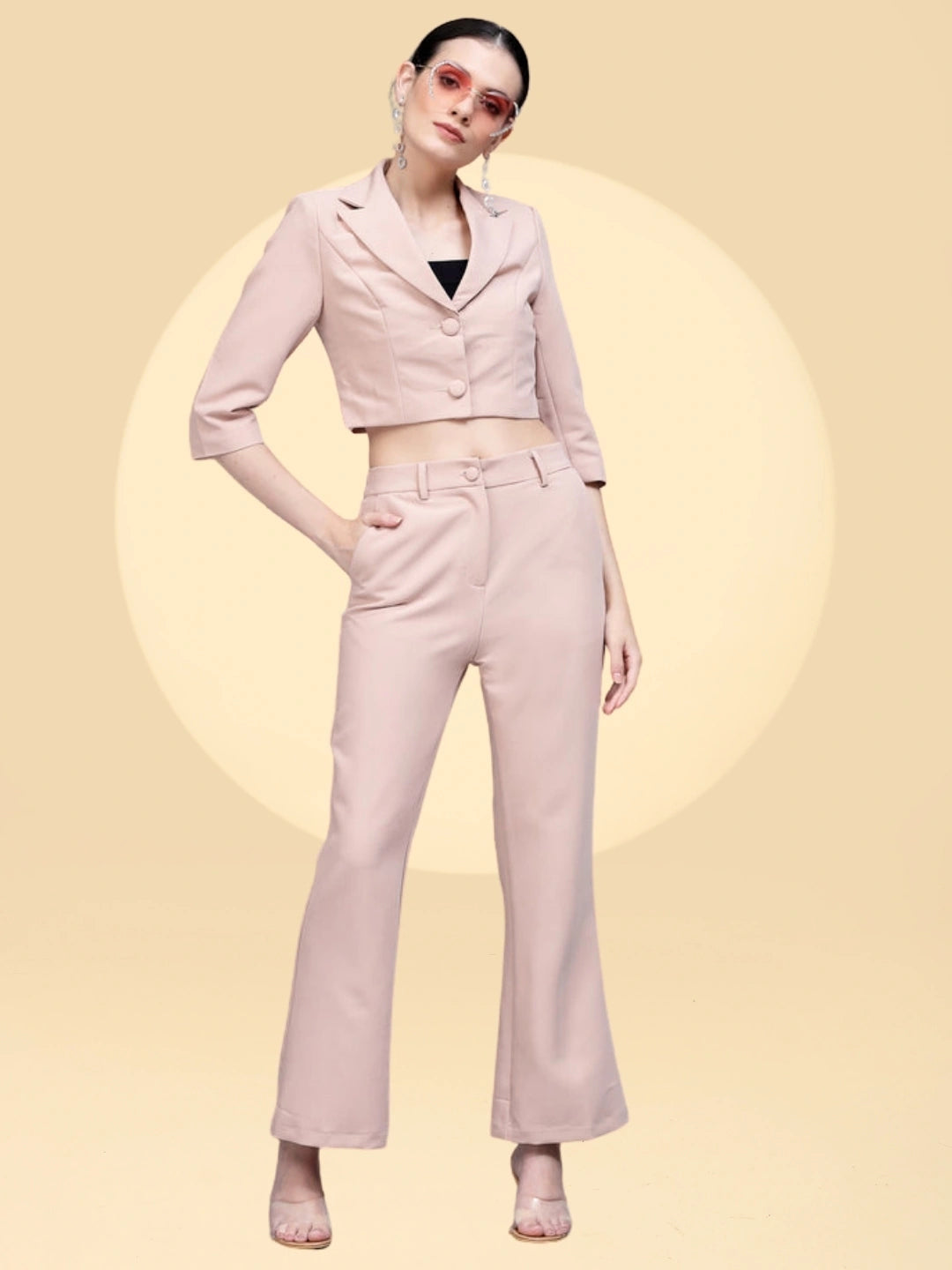 Women Stark Blush Blazer Neck Co-ord Set