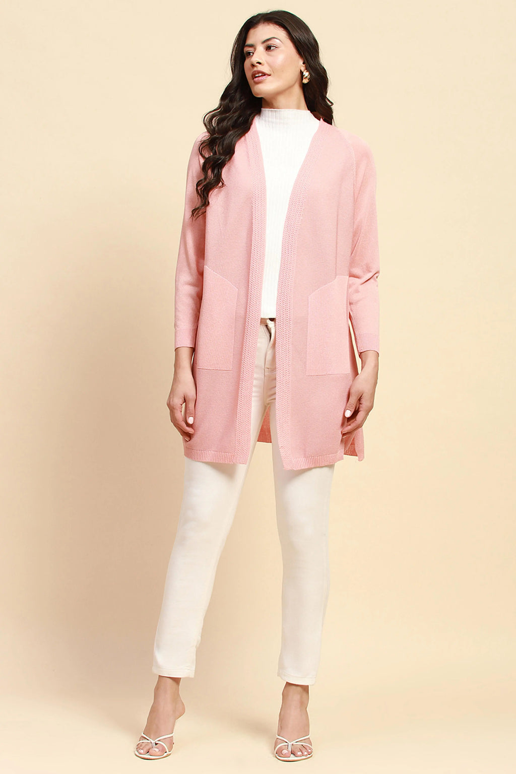 Pink Viscose Loose Fit Winter Shrug – Global Republic