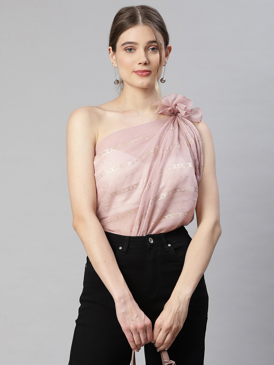 Women Dust Pink Zari Work Stole